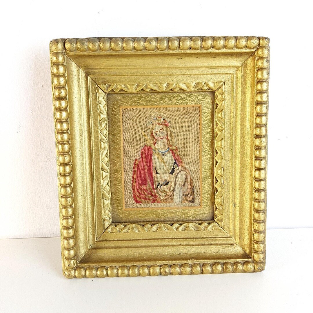 Vintage Wood Gold Color Picture Frame With Beaded Trim C.1940s, Fits: 6 ...