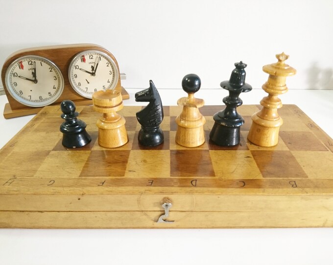 Vintage Wood Chess Set Made in Poland 1970s - Etsy