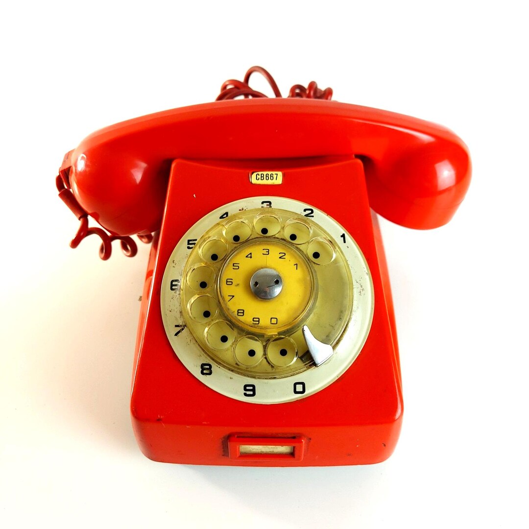 Vintage Rotary Dial Telephone, Retro Red Phone, Hungary, Europe 1970s ...