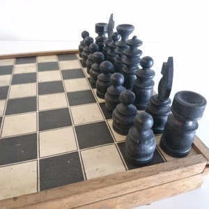 Vintage Wood Chess Set With Board Box 1950s Hungary - Etsy