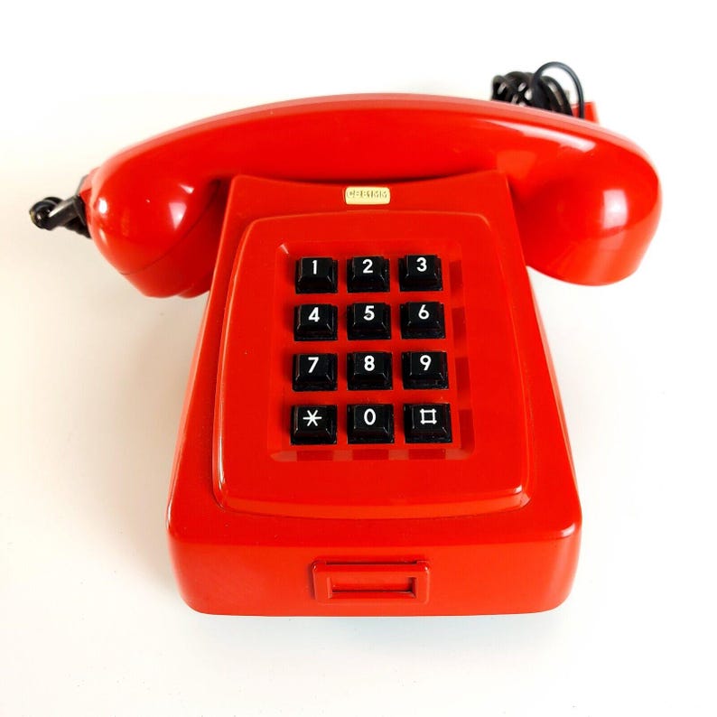 Vintage Telephone Push Button Phone Retro Red 1980s - Untested - Etsy