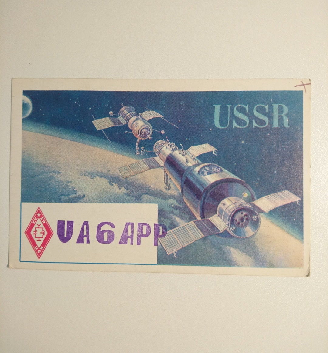 Original Vintage Ham Radio Postcard With Orbital Station salyut Sent ...