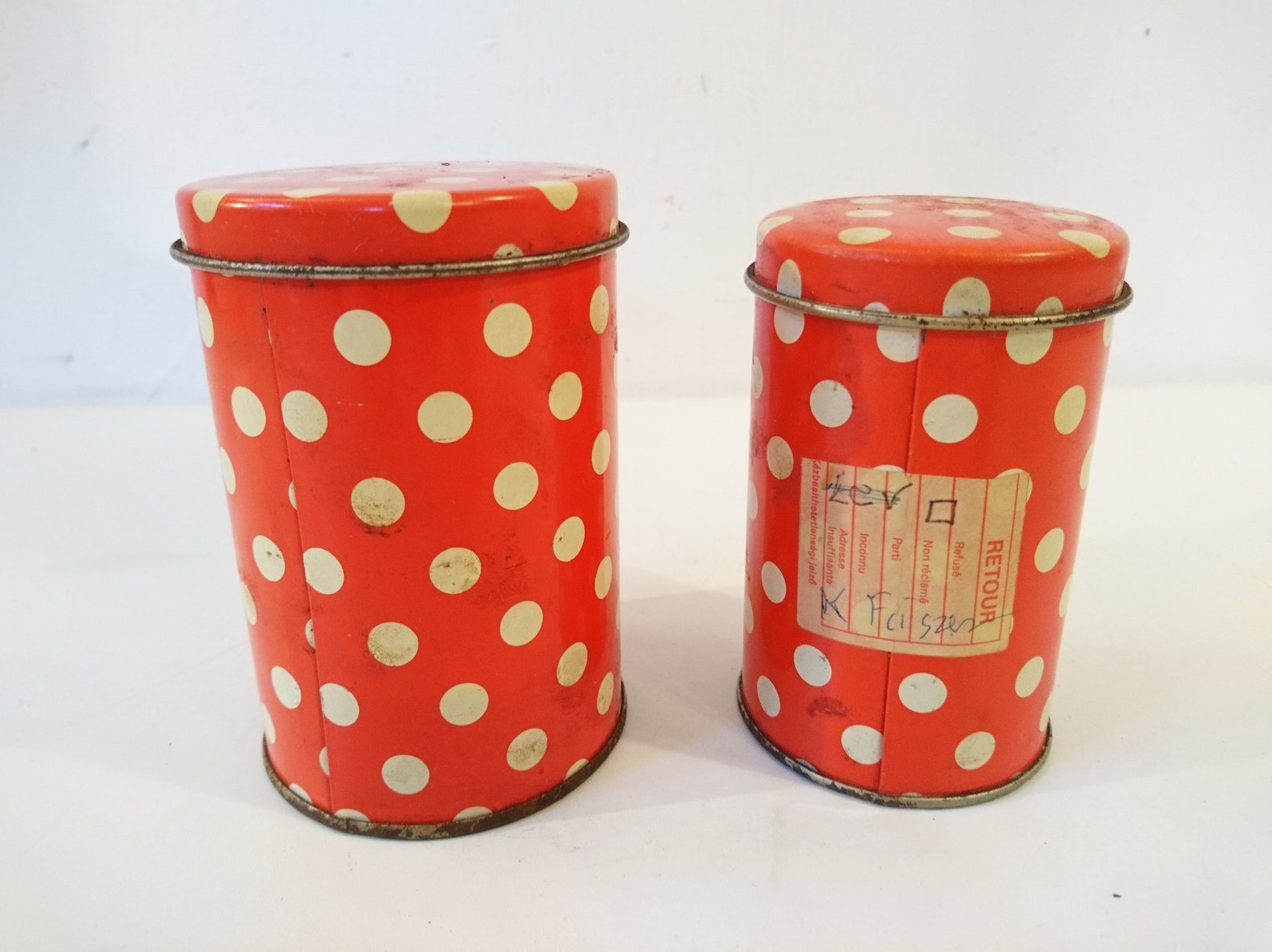 Retro Red Spices Sugar Salt Container Tin Jars With Polka - Etsy