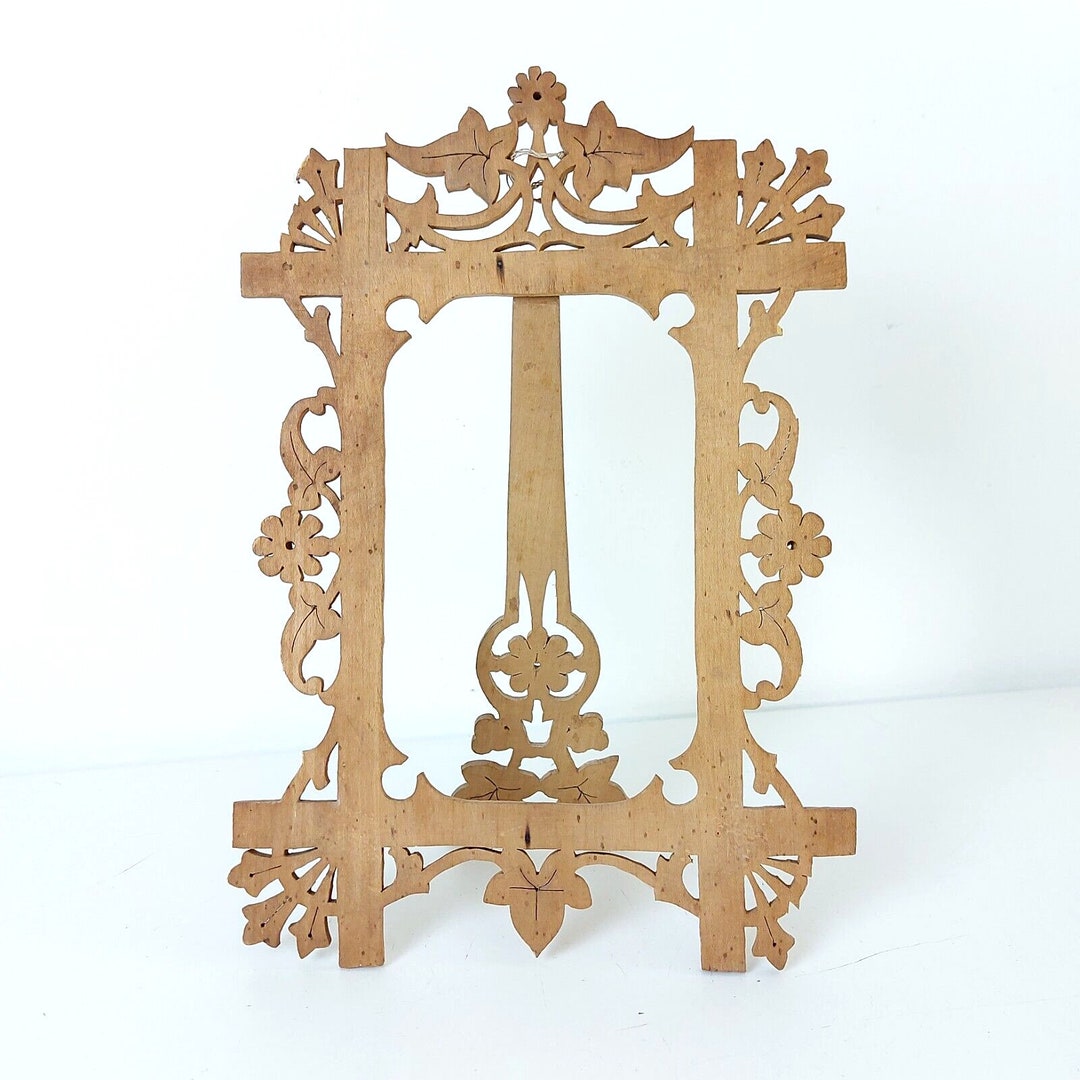 Vintage Antique Carved Wood Standing Photo Frame, Ornamental, Early ...