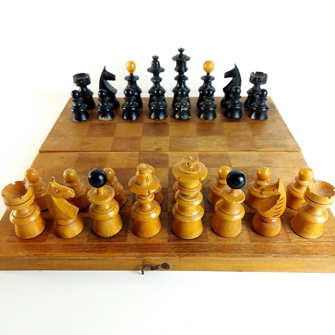 Vintage Wooden Chess Set Large Size KH: 3.7" Made in Poland 1960s - Etsy