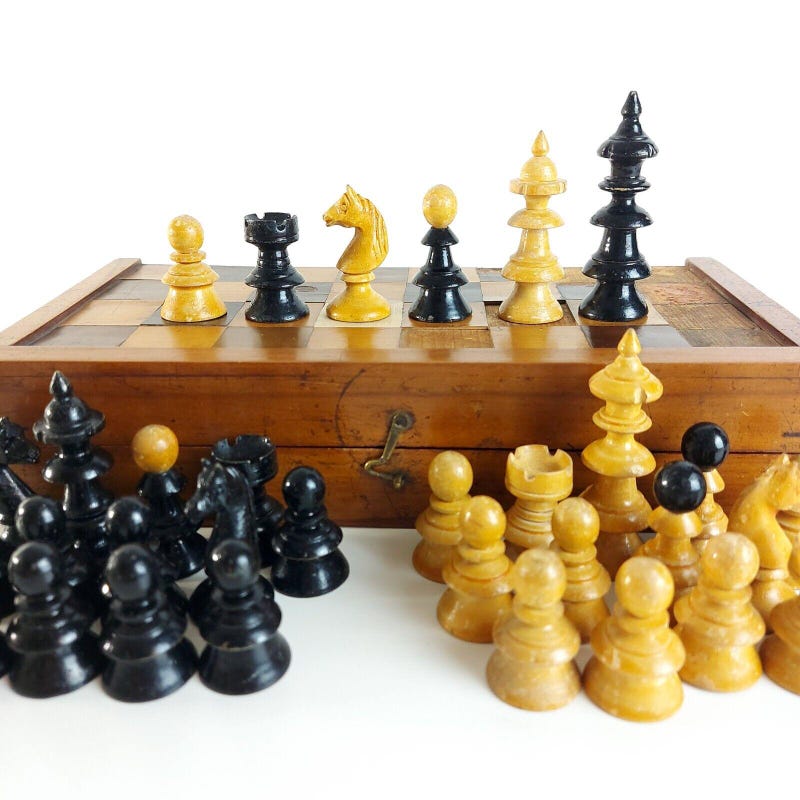 Antique Chess Set - Etsy