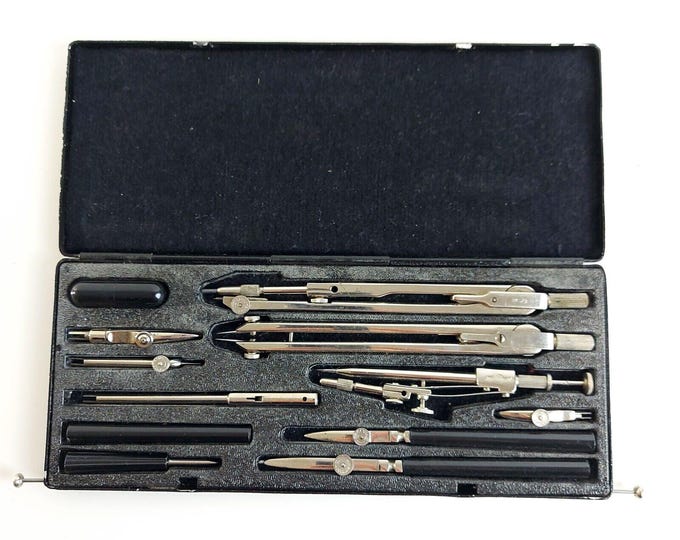 Vintage Metal Technical Drafting Compass Set SPECTRUM VI P Hungary ...