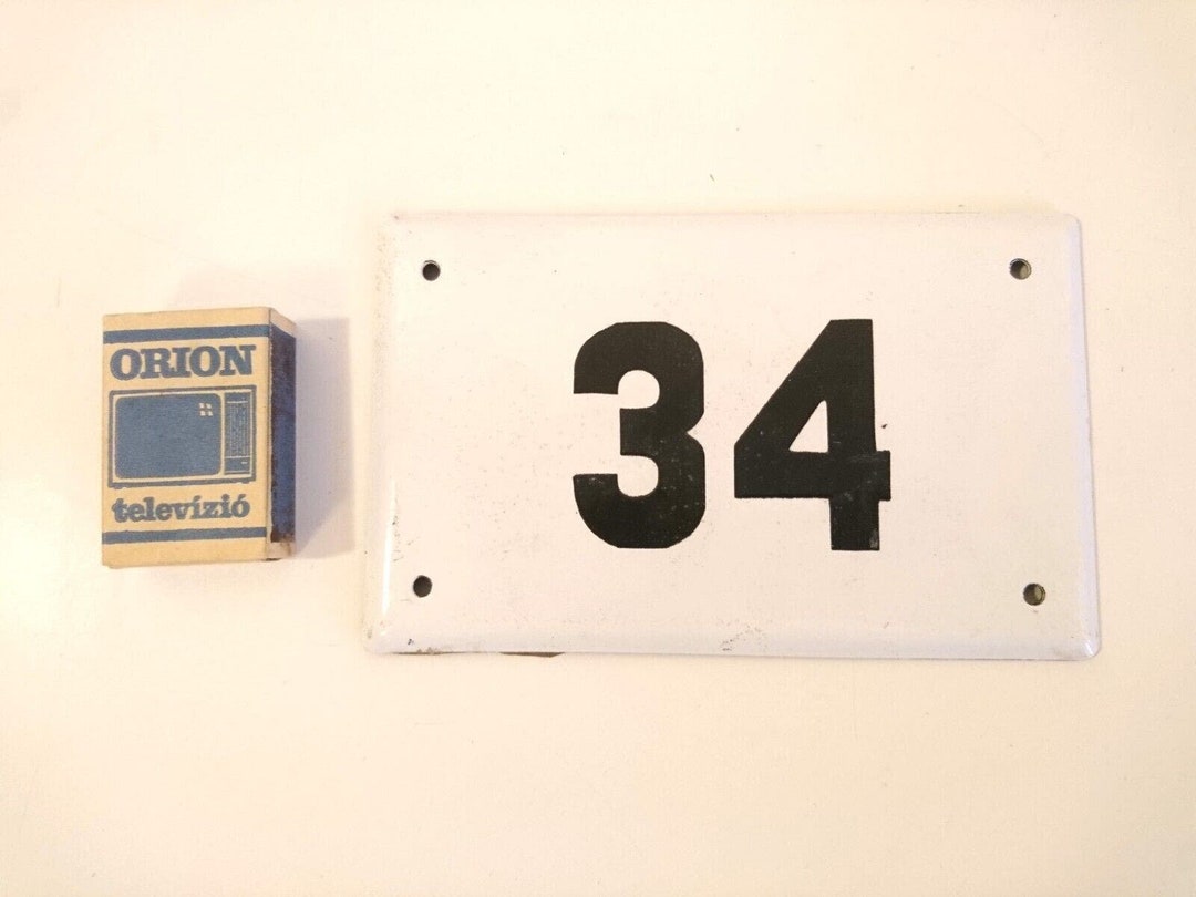 House Number 34 Vintage Retro Metal Enamel Sign Board Address Plaque - Etsy