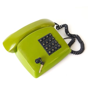 Vintage Retro Push Button Telephone With Key Green KAPSCH Austria 1990 ...
