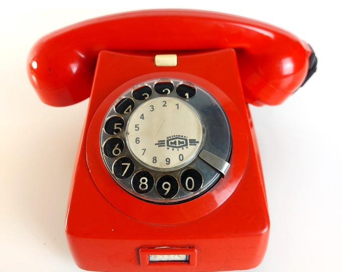 Vintage Rotary Dial Telephone, Retro Red Phone, Hungary, Europe 1980s ...