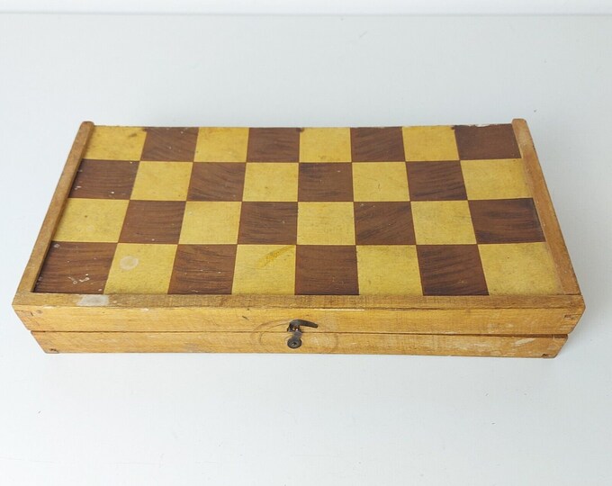 Large Vintage Wooden Folding Chess Set - Etsy