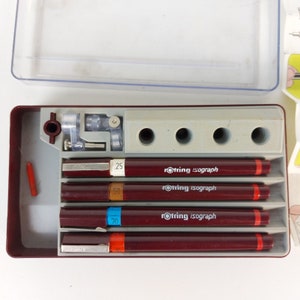 Vintage Technical Drawing Pen Set Rotring Isograph Made in Germany ...