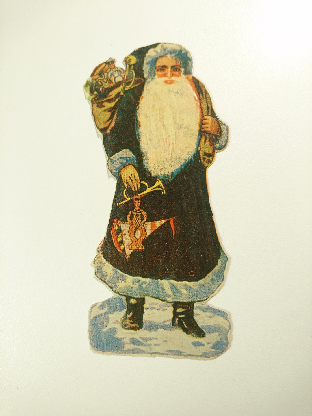 Antique German Santa Claus Die Cut Paper Scrap Dark Blue Coat 1890s? - Etsy