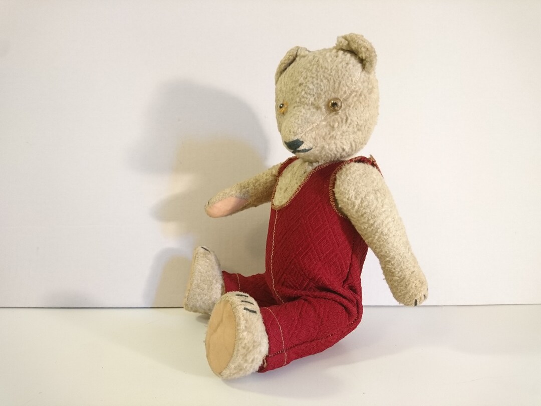 Vintage Teddy Bear, Straw Stuffed, Glass Eyes, Fully Jointed, Hungary ...