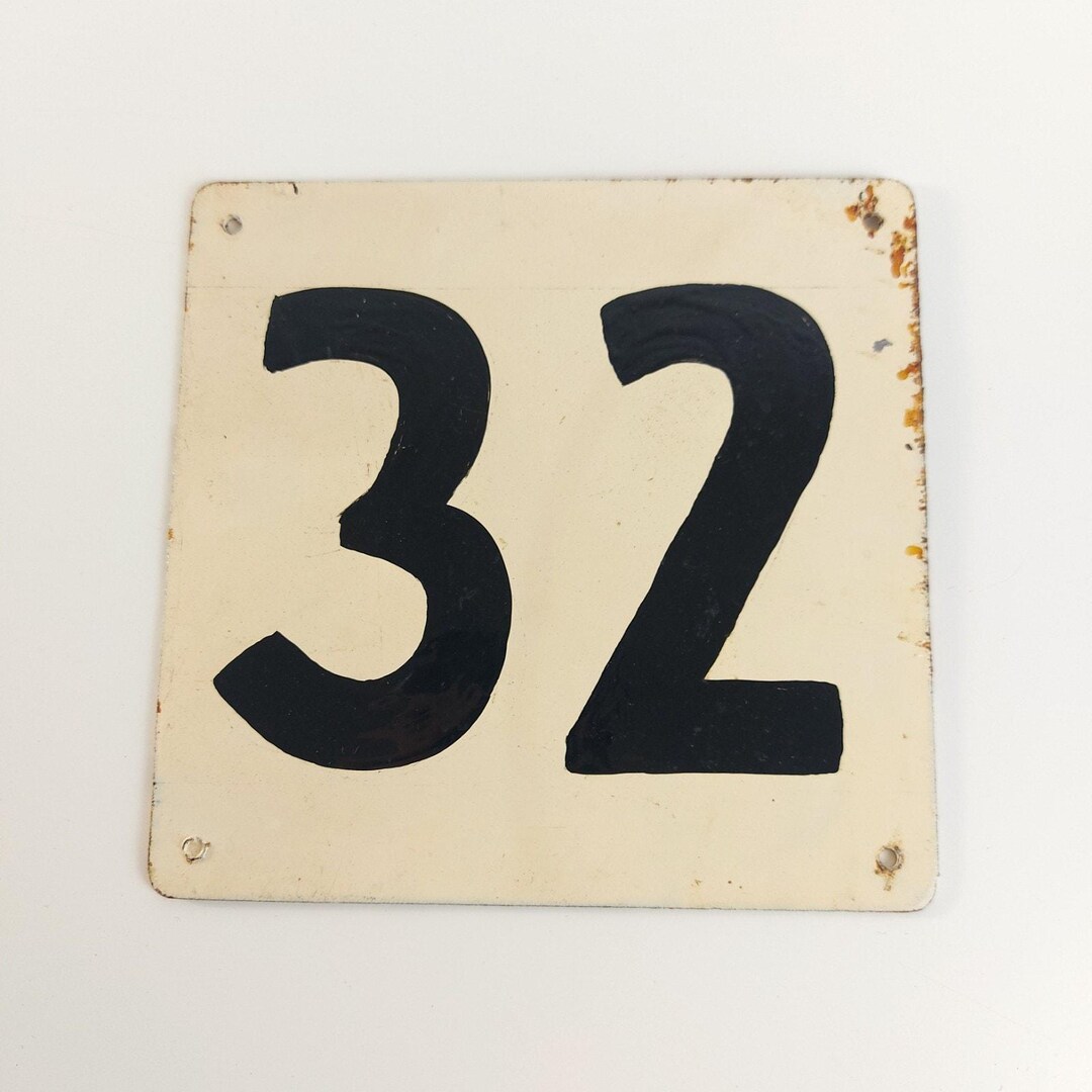 House Number 32 Vintage Retro Metal Enamel Sign Board Address Plaque ...