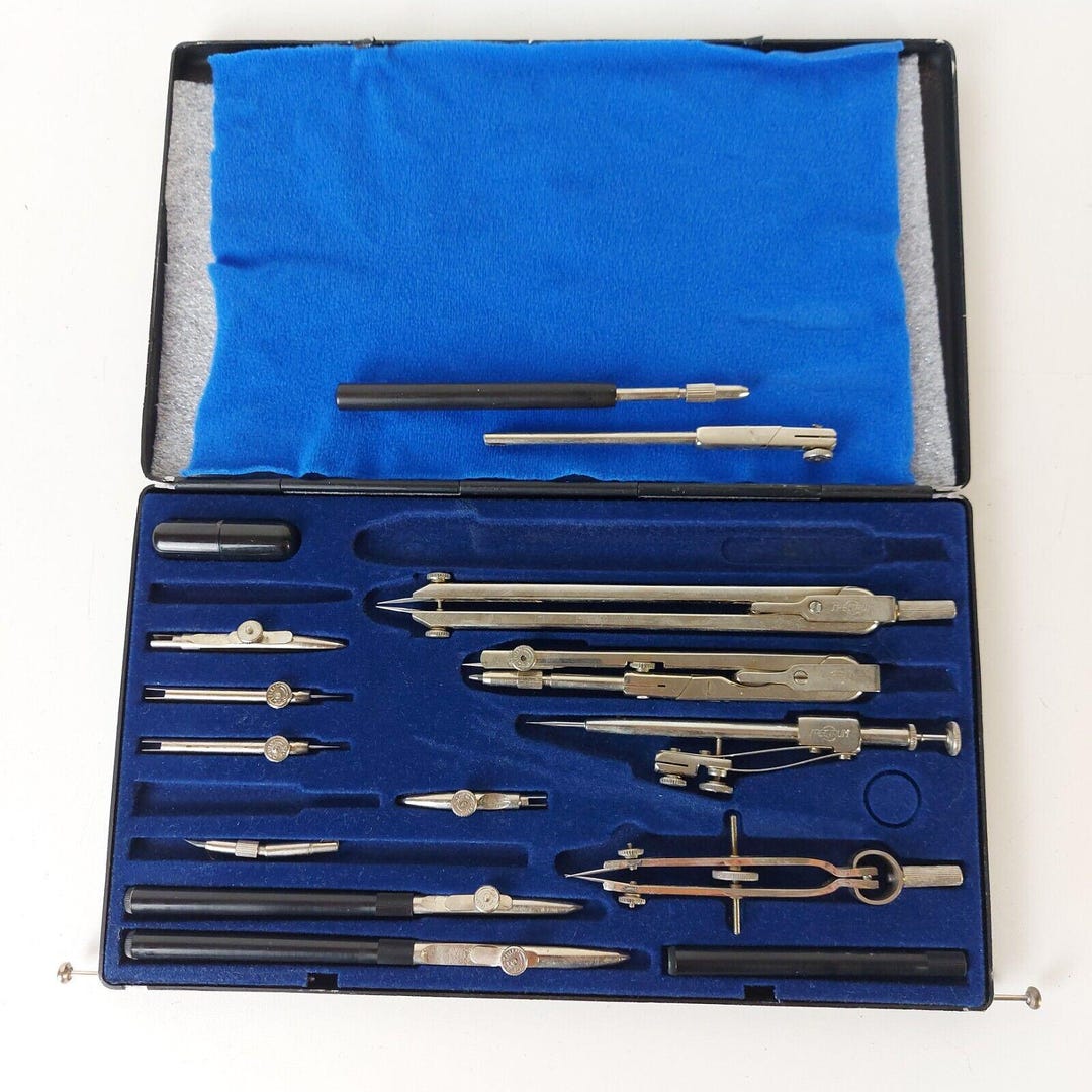 Vintage Drafting Compass Set for Technical Drawing - Hungary 1980s ...