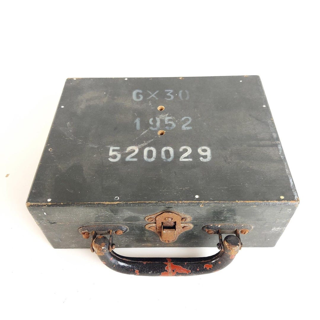 Vintage Wooden Transit Box Suitcase, Military Equipment Case, 1952 ...