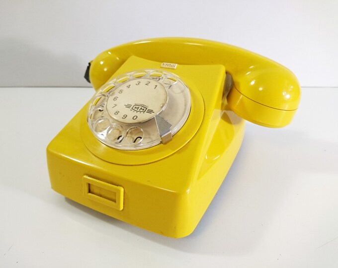 Vintage Rotary Dial Phone Retro Yellow Telephone - Etsy