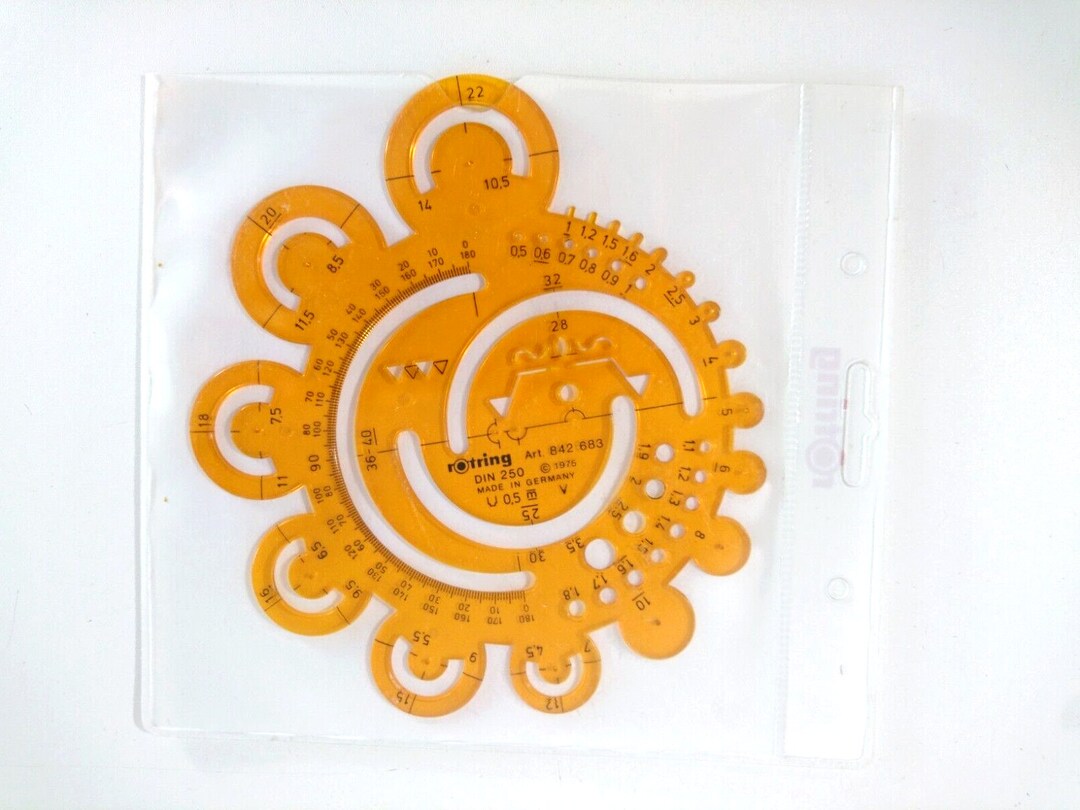 2 Vintage Rotring Nut Drawing Templates Radius, Hexagon Germany 1970s ...