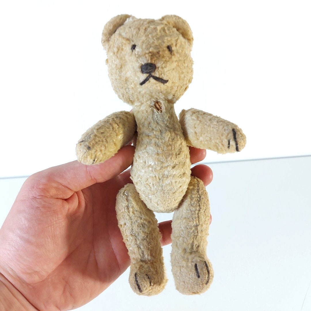 Vintage Straw Stuffed Teddy Bear, Jointed, Straw Stuffed White 1950s ...