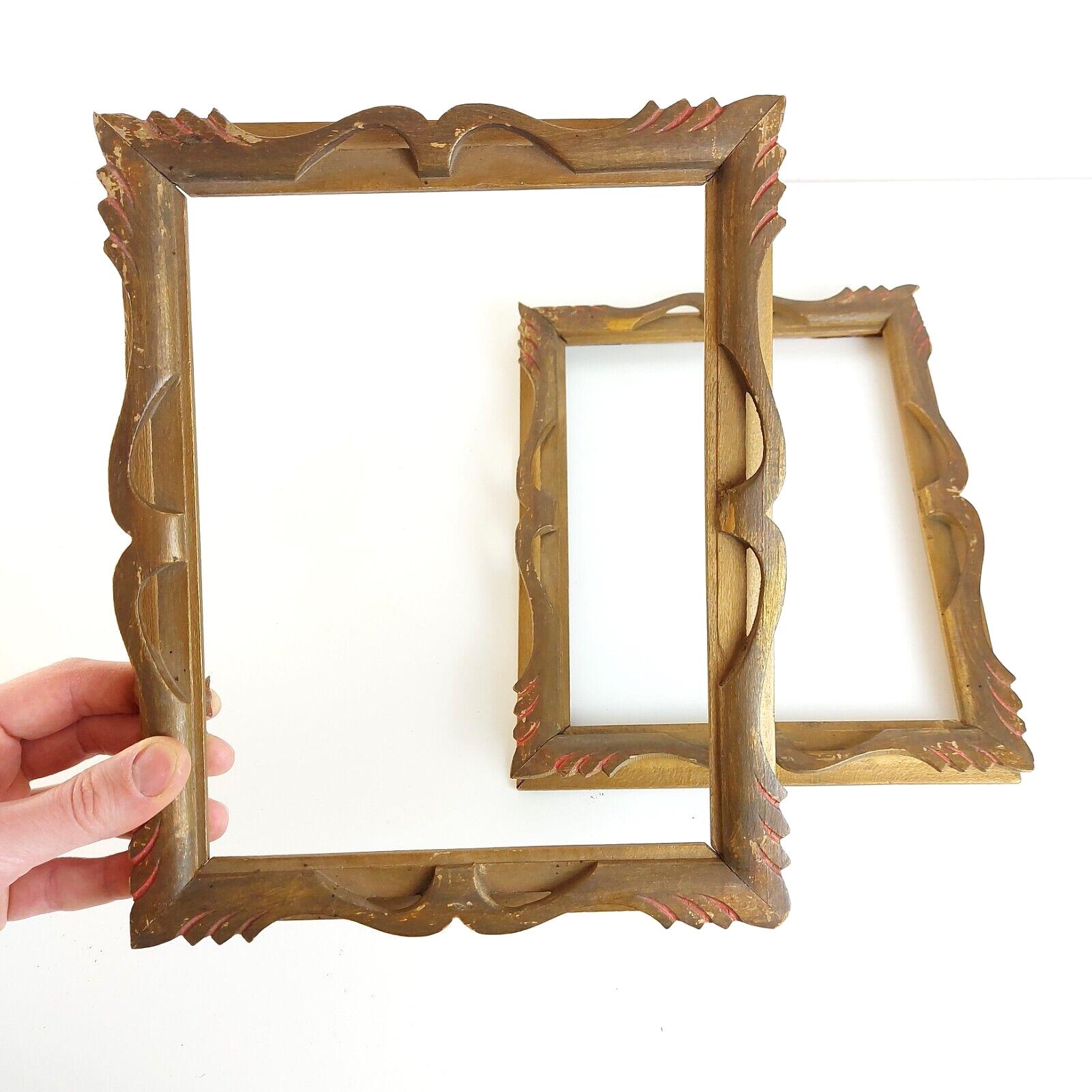2 Vintage Carved Wood Picture Frames Pair Art Nouveau Secession 1900s ...