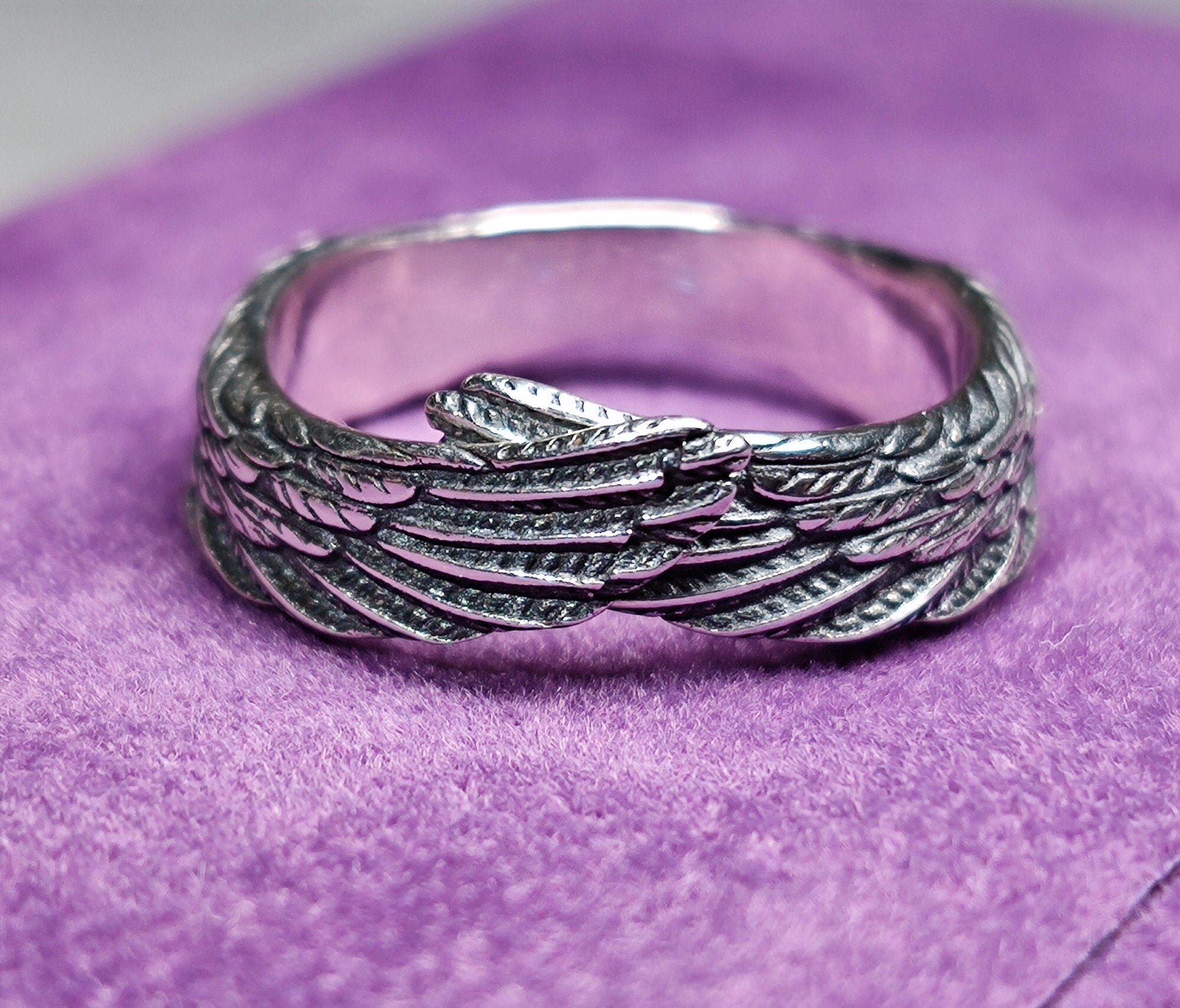 Silver Guardian Angel Wings Ring Adjustable Sterling Silver | Etsy