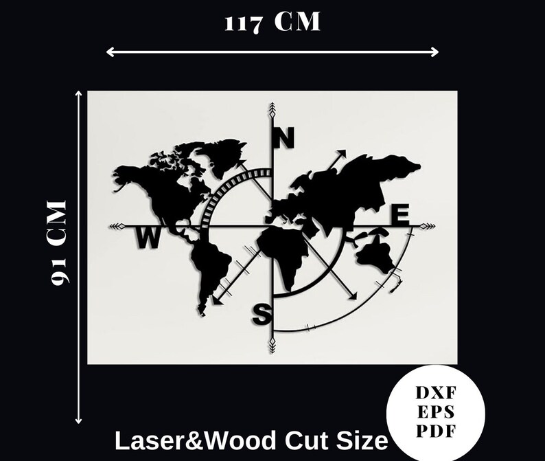 Detailed World Map Design Files svg/dxf/pdf/eps for Laser & Wood ...