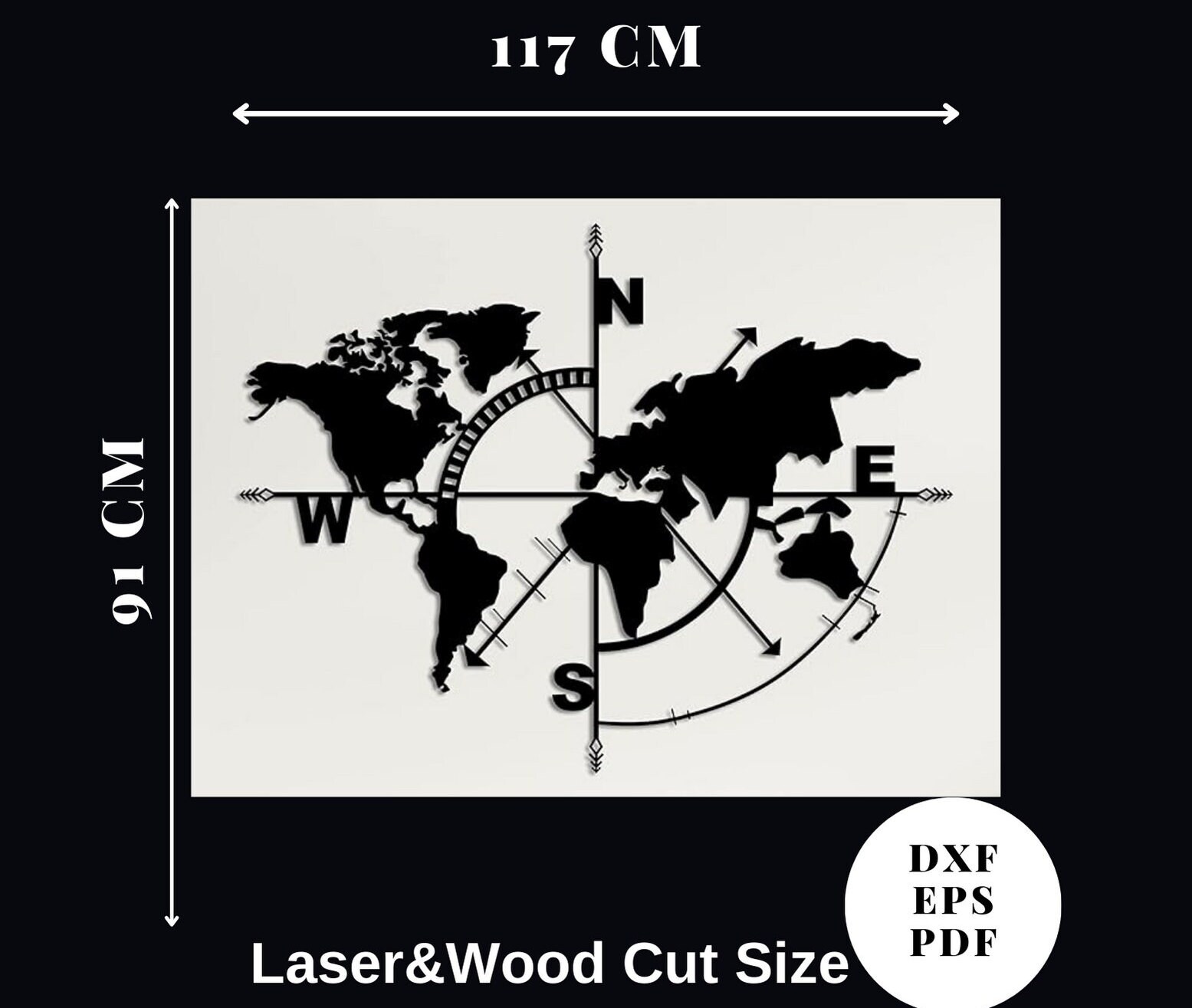 Detailed World Map Design Files svg/dxf/pdf/eps for Laser & Wood ...
