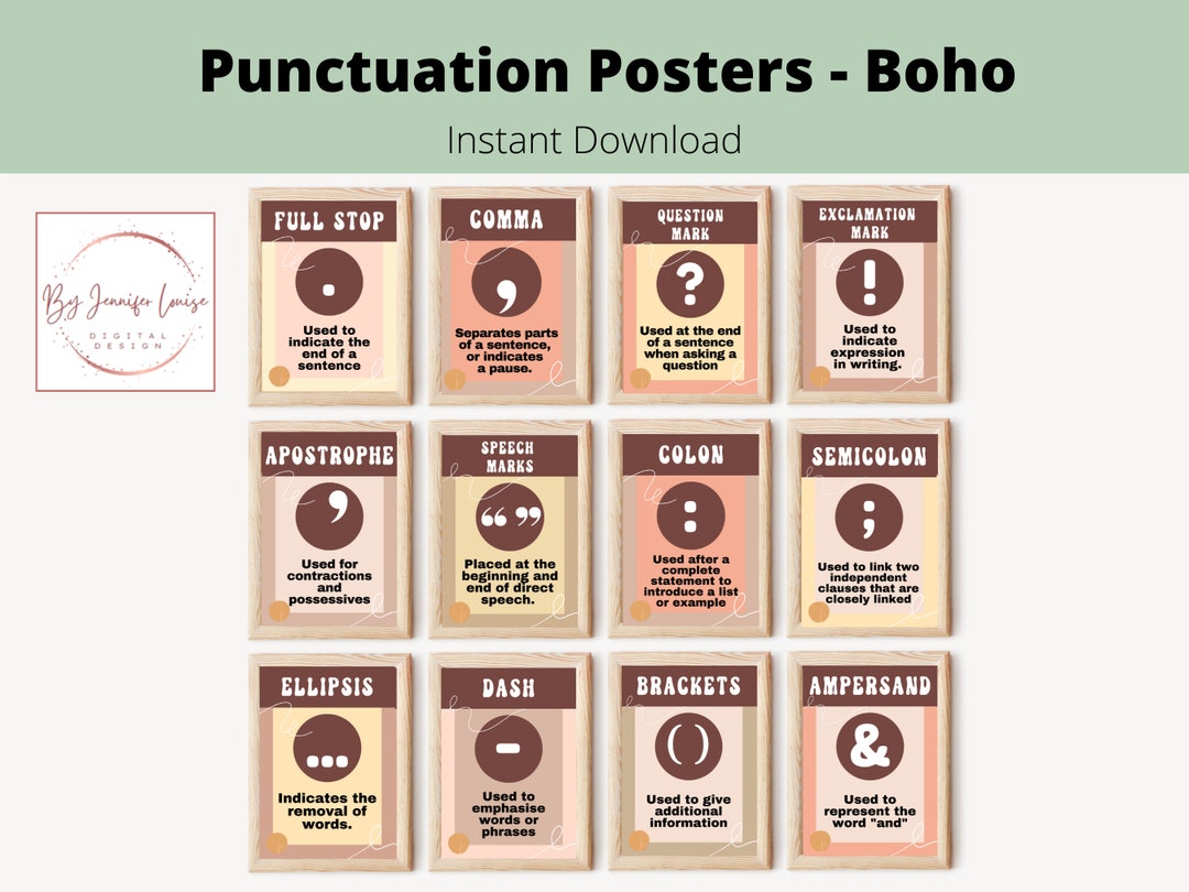 Punctuation Posters - Boho Retro | Wall Art Print | Digital Download ...