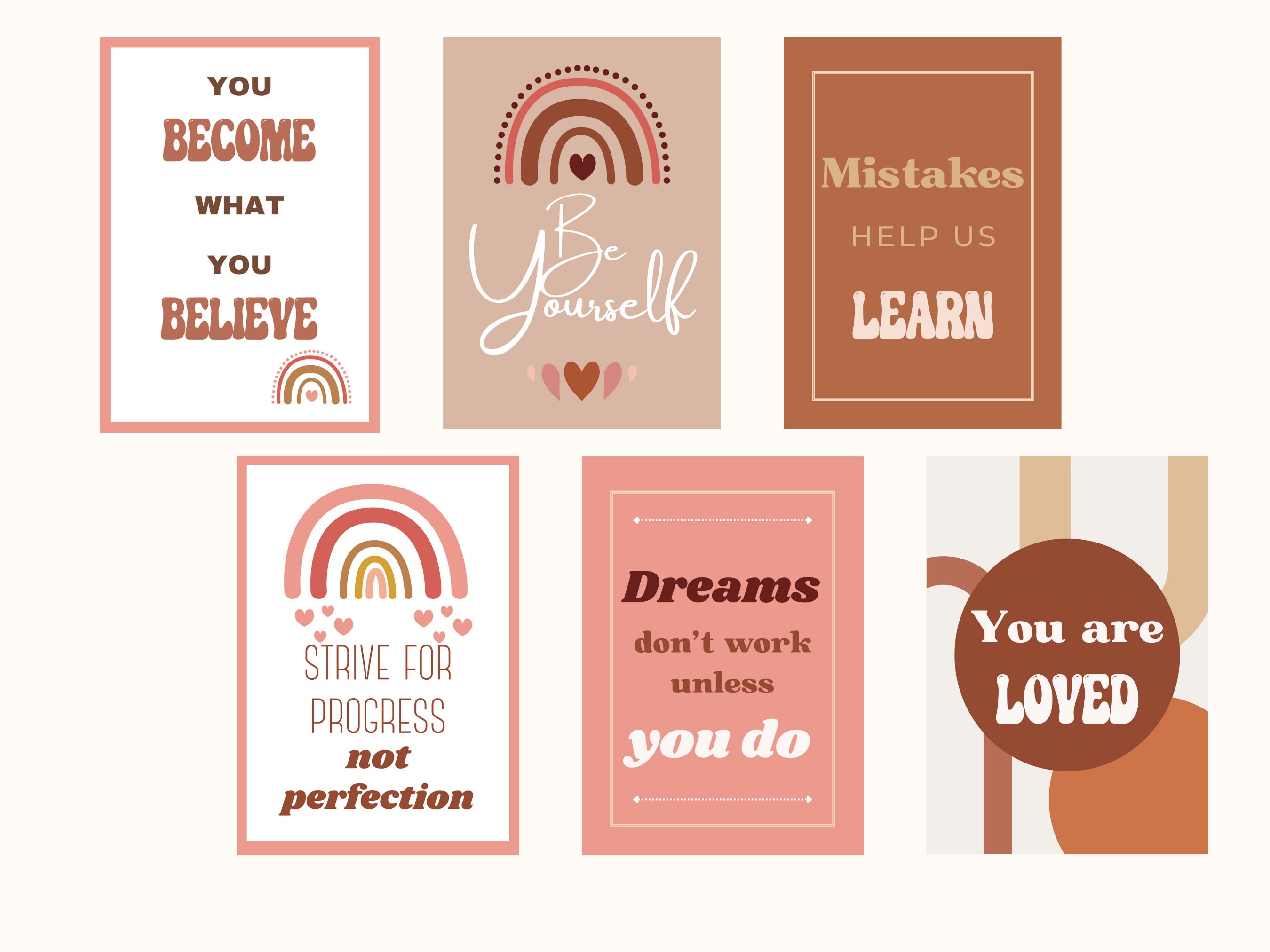 Growth Mindset Posters Boho Retro Wall Art Print Digital Download ...