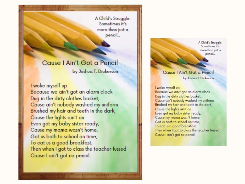 Poem: Cause I Ain't Got a Pencil | Wall Art Print | Digital Download ...