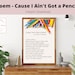 Poem: Cause I Ain't Got a Pencil Wall Art Print Digital Download ...