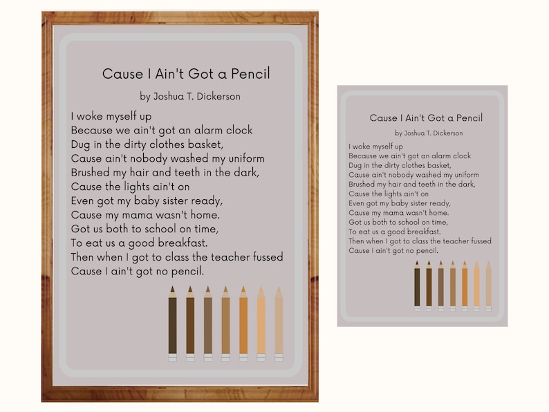 Poem: Cause I Ain't Got a Pencil Wall Art Print Digital Download ...