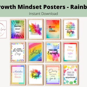 Growth Mindset Posters - Rainbow | Wall Art Print | Digital Download ...