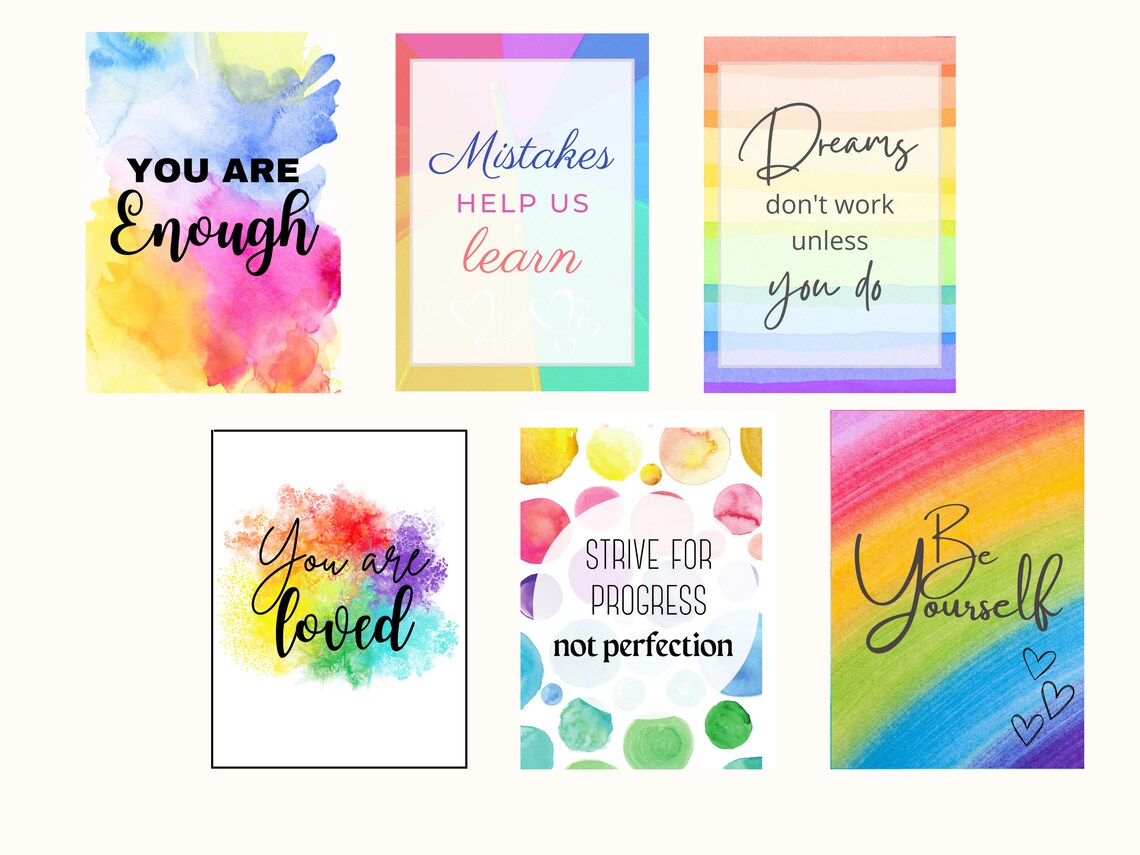 Growth Mindset Posters - Rainbow | Wall Art Print | Digital Download ...