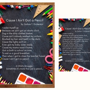 Poem: Cause I Ain't Got a Pencil | Wall Art Print | Digital Download ...
