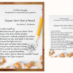 Poem: Cause I Ain't Got a Pencil Wall Art Print Digital Download ...