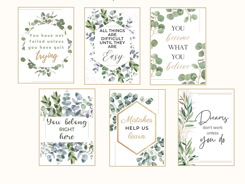 Growth Mindset Posters - Farmhouse Eucalyptus | Wall Art Print ...