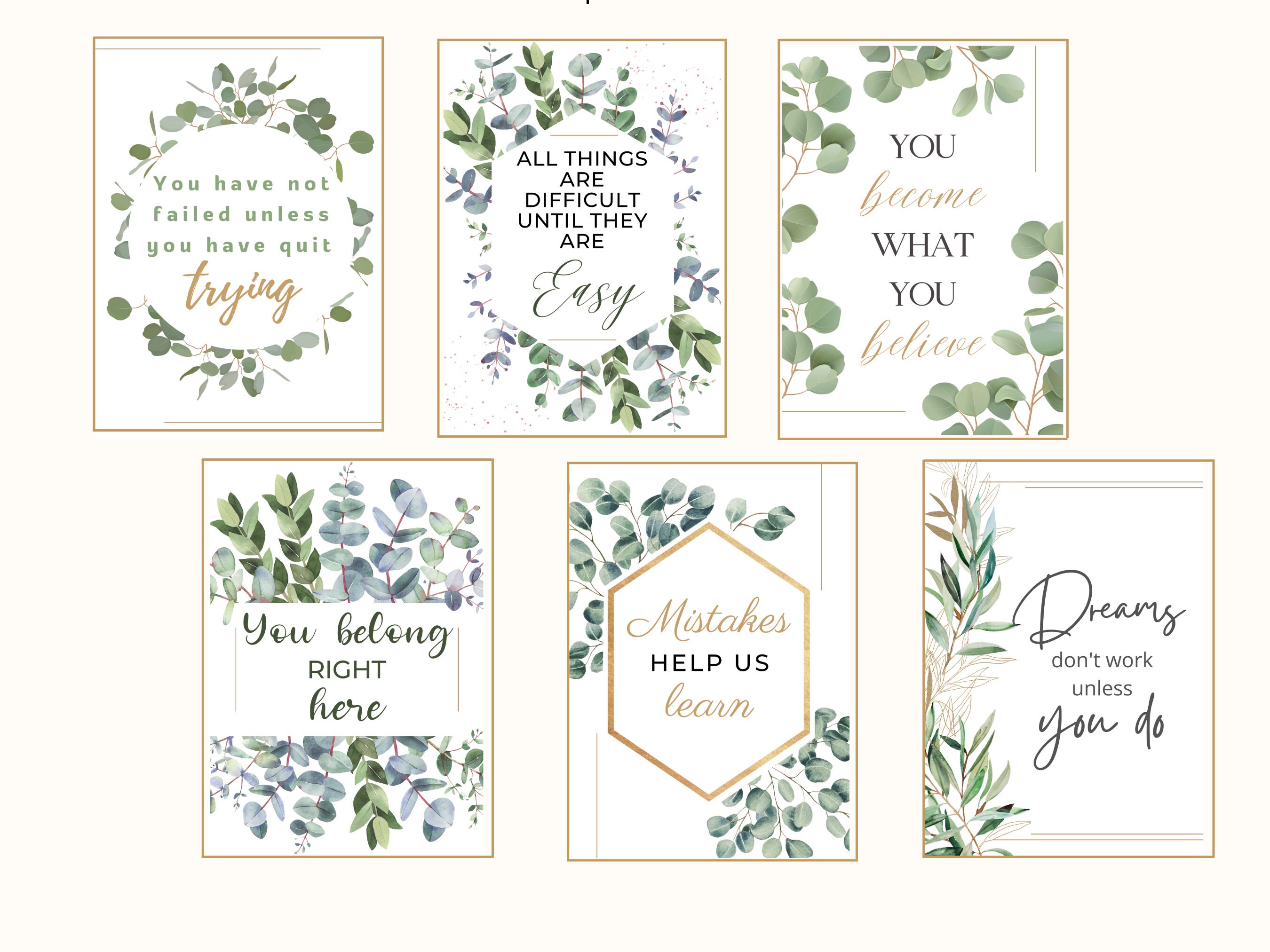 Growth Mindset Posters - Farmhouse Eucalyptus | Wall Art Print ...