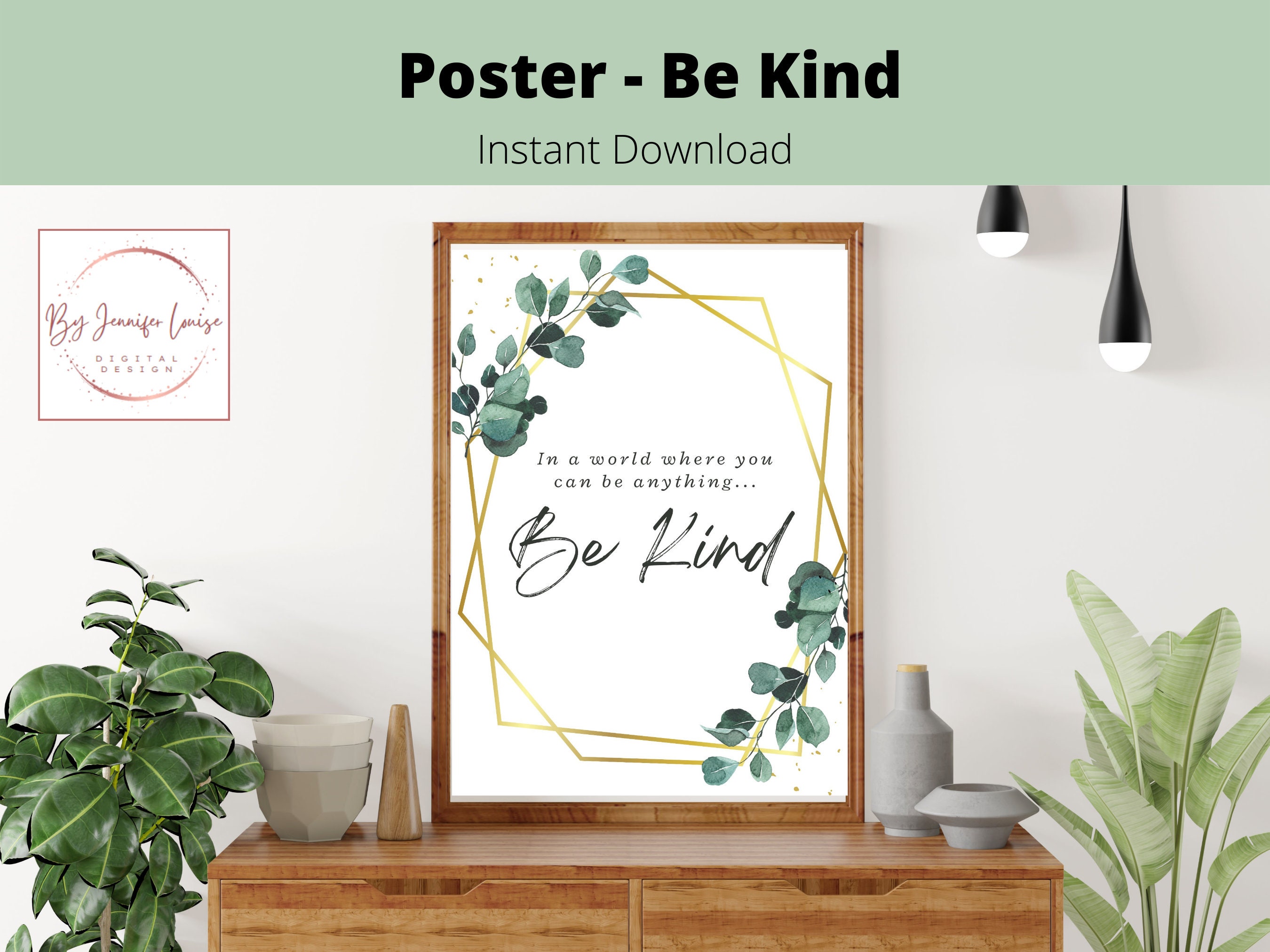 Poster: Be Kind Wall Art Print Digital Download Classroom Decor Poster ...