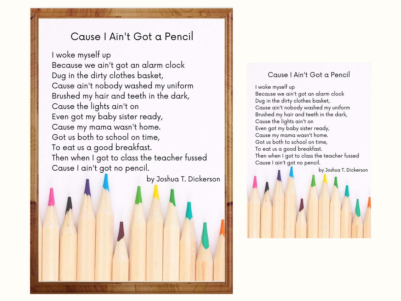 Cause I Ain't Got a Pencil Poem Poster | Printable Classroom Wall Art ...