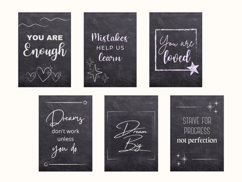 Growth Mindset Posters Chalkboard Wall Art Print Digital Download ...