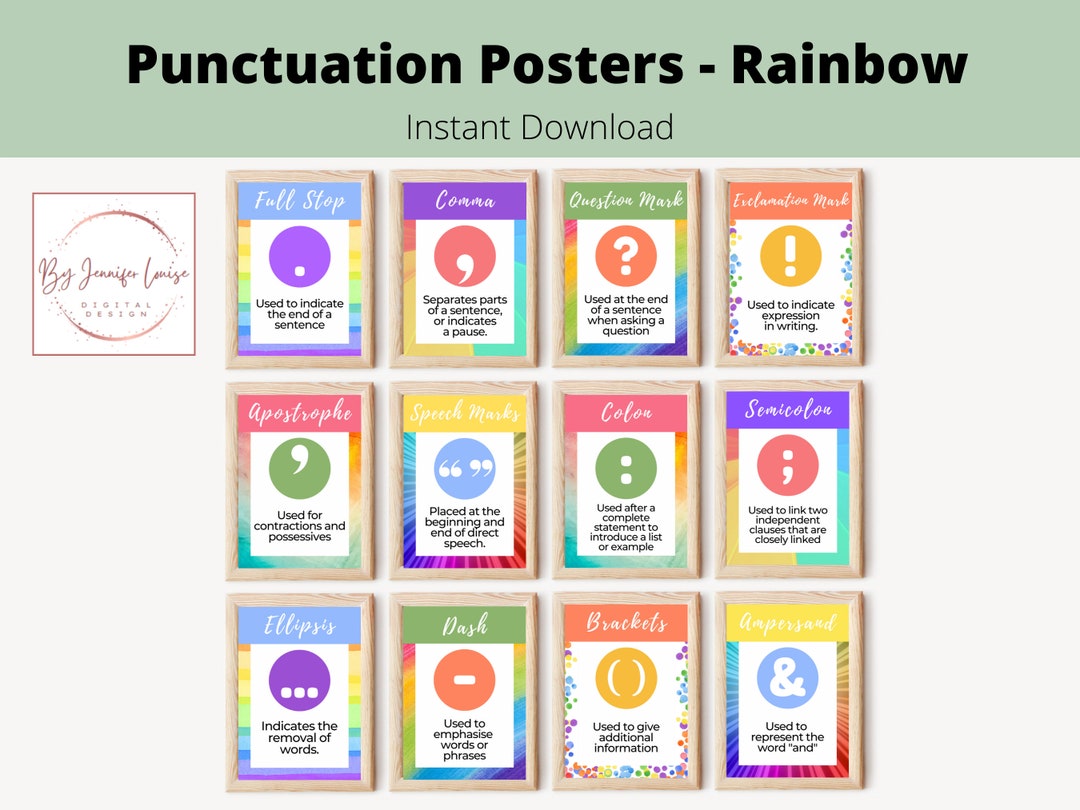 Punctuation Posters - Rainbow | Wall Art Print | Digital Download ...