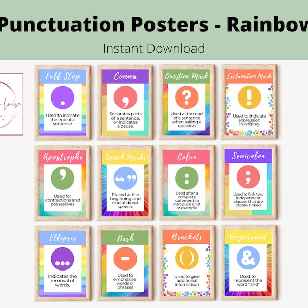 Rainbow Punctuation Poster - Etsy