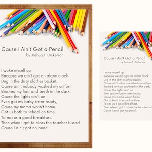 Poem: Cause I Ain't Got a Pencil | Wall Art Print | Digital Download ...