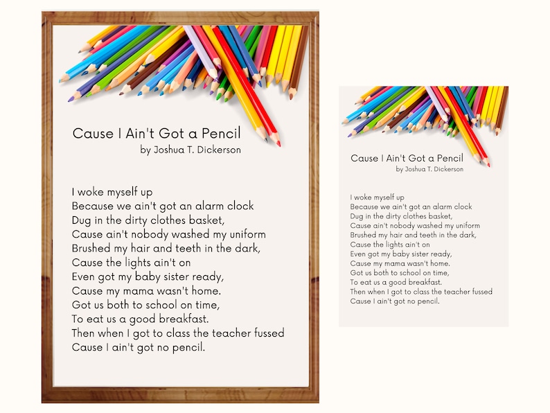 Poem: Cause I Ain't Got a Pencil | Wall Art Print | Digital Download ...