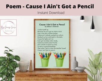 Poem: Cause I Ain't Got a Pencil Wall Art Print - Etsy