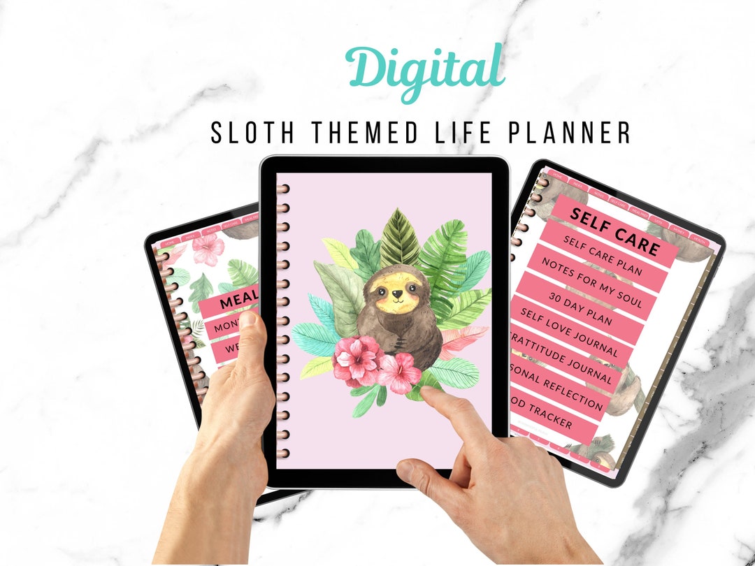 Undated Digital Planner for Goodnotes, Sloth Digital Life Planner - Etsy