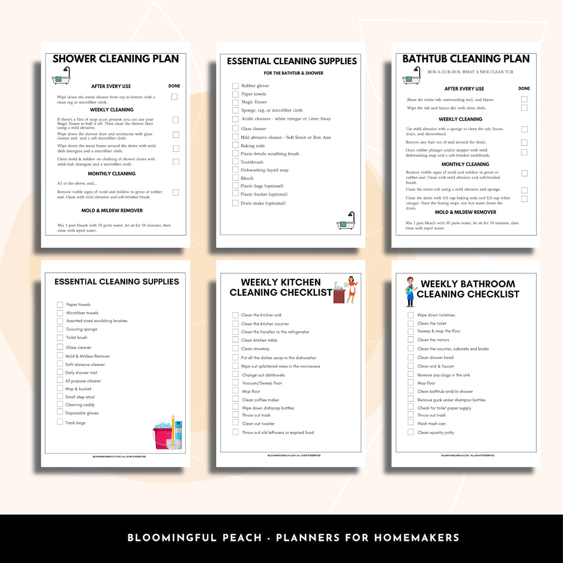 Deep Cleaning Checklist, Weekly Cleaning Checklist, House Cleaning ...