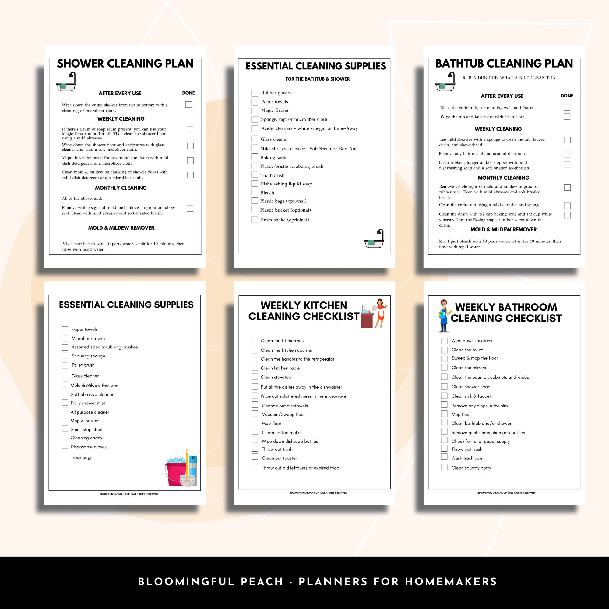 Deep Cleaning Checklist, Weekly Cleaning Checklist, House Cleaning ...